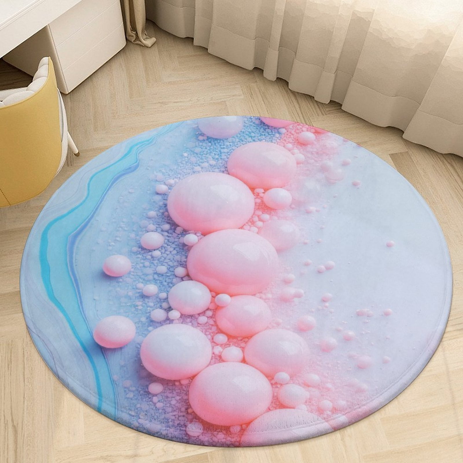Bubble Marble Art Print Round Area Rugs for Bedroom Living Room, 6FT ...