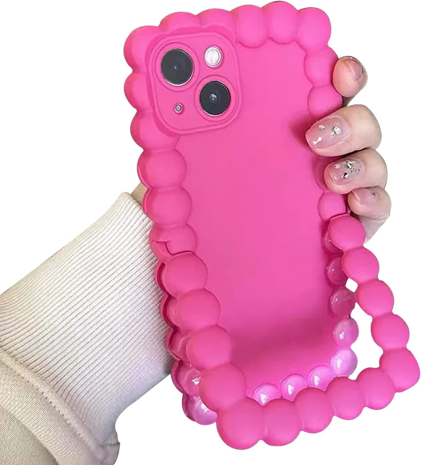 Bubble Pop Phone Case Compatible with iPhone 14, Cute 3D Hot Pink ...