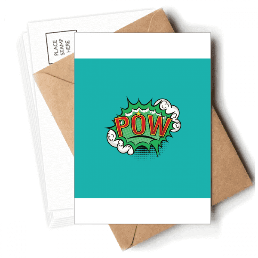 Bubble Pow Green Cartoon Dialog Postcards Envelopes Blank Note Cards ...