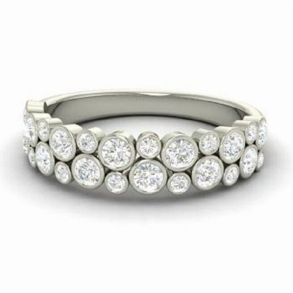 Bubble Set Diamond Band, Womens Half Eternity Diamond Wedding Anniversary Band, Bezel Set ...