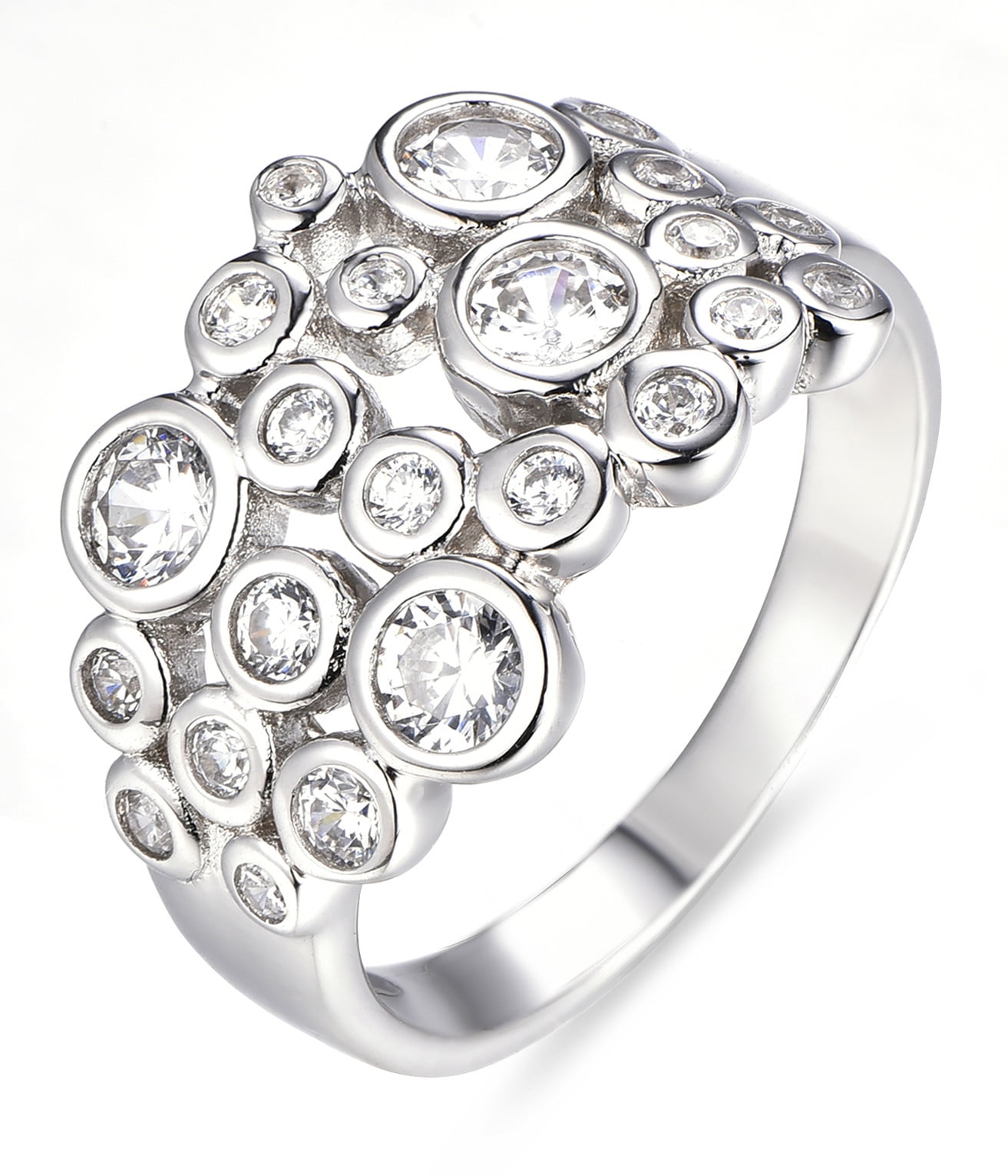 Bubble Set Diamond Band, Womens Half Eternity Diamond Wedding Anniversary Band, Bezel Set ...