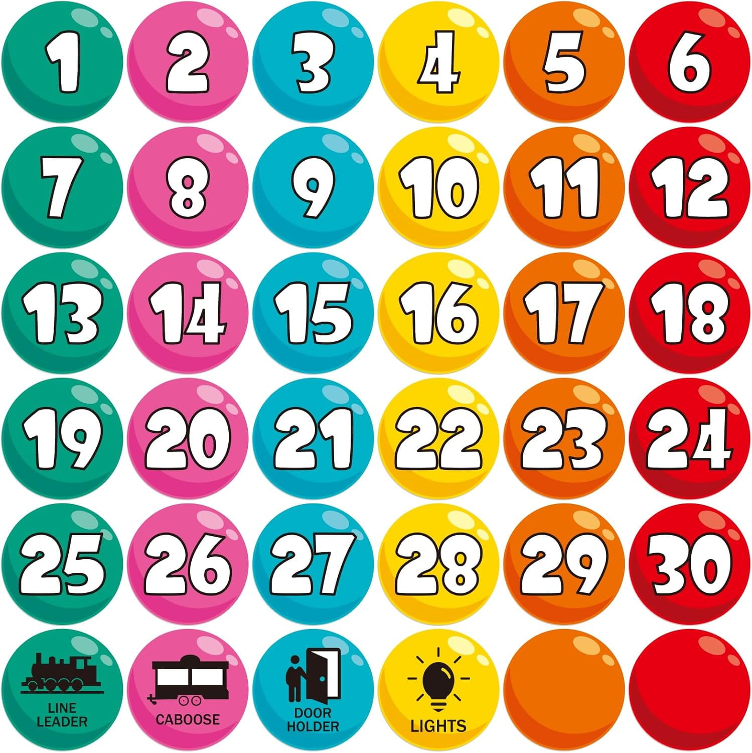 Bubble Shaped Line Up Spots for Classroom Floor - 36Pcs Number Decals ...