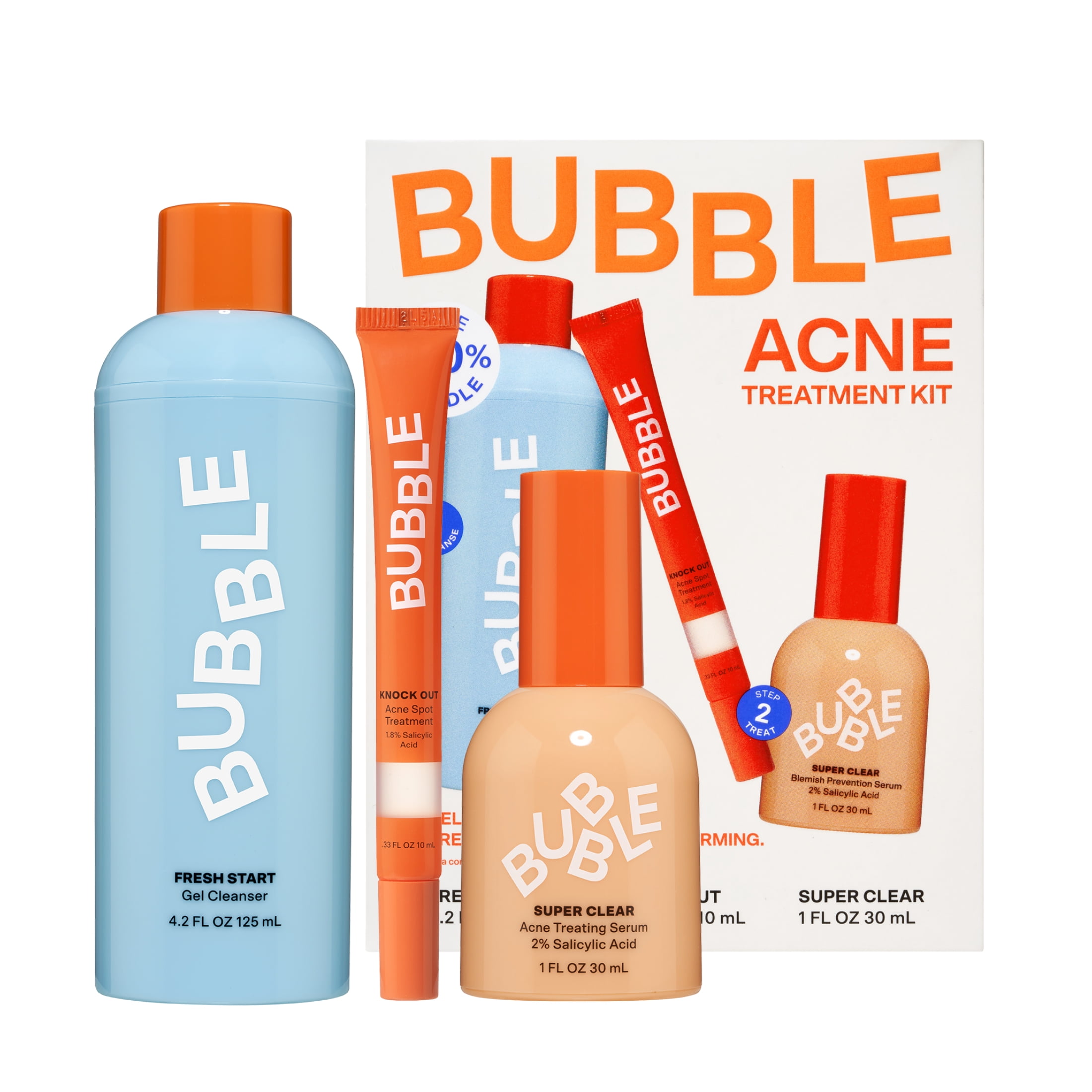 Bubble Skincare Acne Kit, All Skin Types, 3 Items Included - Walmart.com