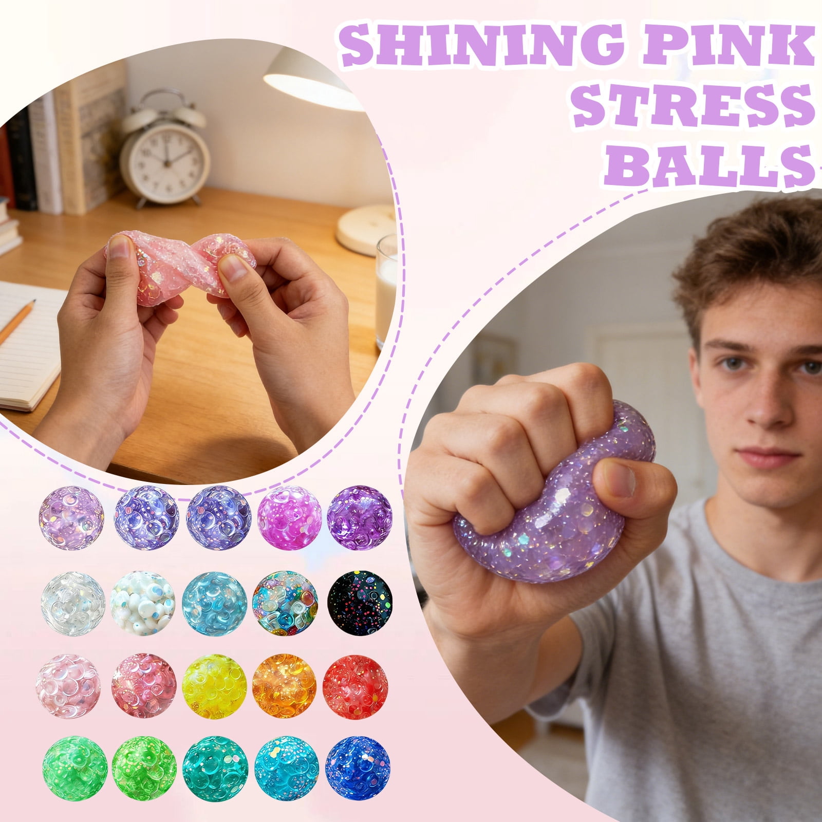 Bubble Stress Relief Squeeze Ball Glitter Transparent, Soft TPU Sensory ...
