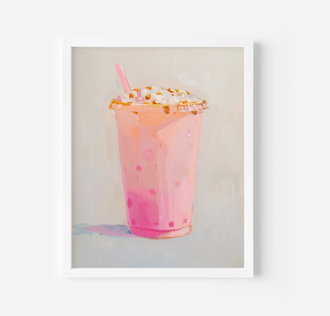 Bubble Tea Acrylic : Trendy Pink Preppy Room Decor , Boba Tea print ...