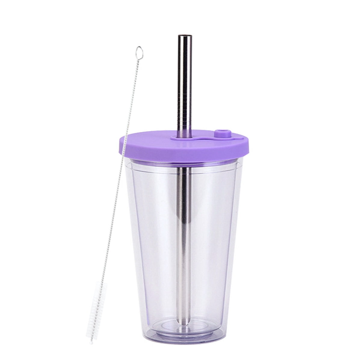 Bubble Tea Cup, Leakproof Clear Plastic Bubble Tea Tumbler, Double Wall ...