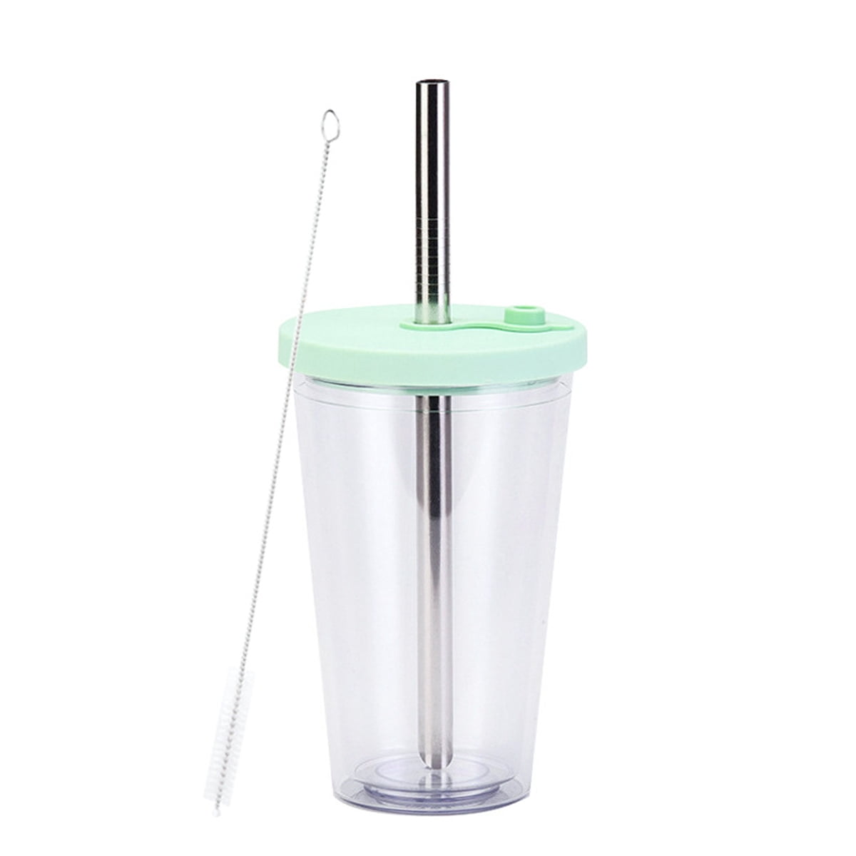 Bubble Tea Cup, Leakproof Clear Plastic Bubble Tea Tumbler, Double Wall ...