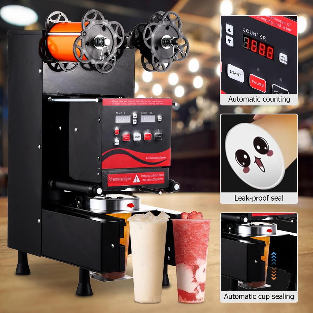 Bubble Tea Cup Sealing Machine, Full Auto Commercial Sealer with LED ...