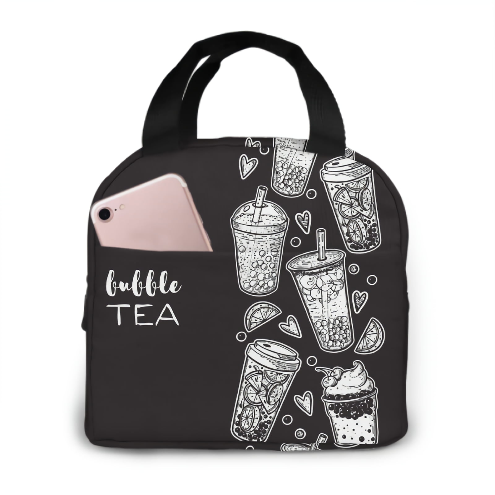 Bubble Tea Hand Drawn Cocktail Insulated Lunch Bag lunch box containers ...