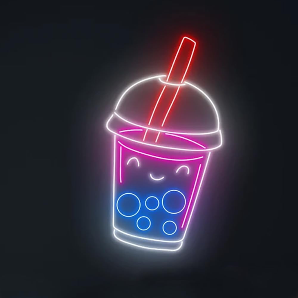 - Bubble Tea Logo Sign, Bubble Tea Light, Milk Tea Led Sign, Tea Drink ...
