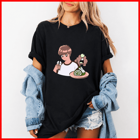 Bubble Tea Matcha Cake Cyclops Monster Graphic Casual Unisex T-Shirt ...