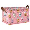 Bubble Tea Pattern Collapsible Storage Bin Open Home Shelf Basket Water ...