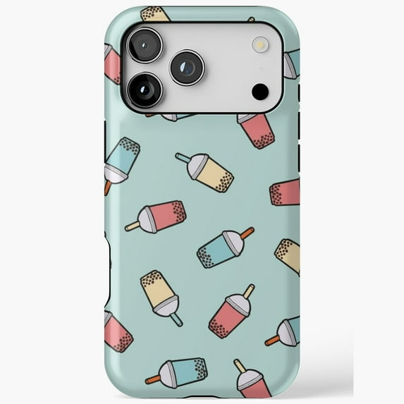 Bubble Tea Pattern in Mint Green Drink Art Phone Case Compatible iPhone ...