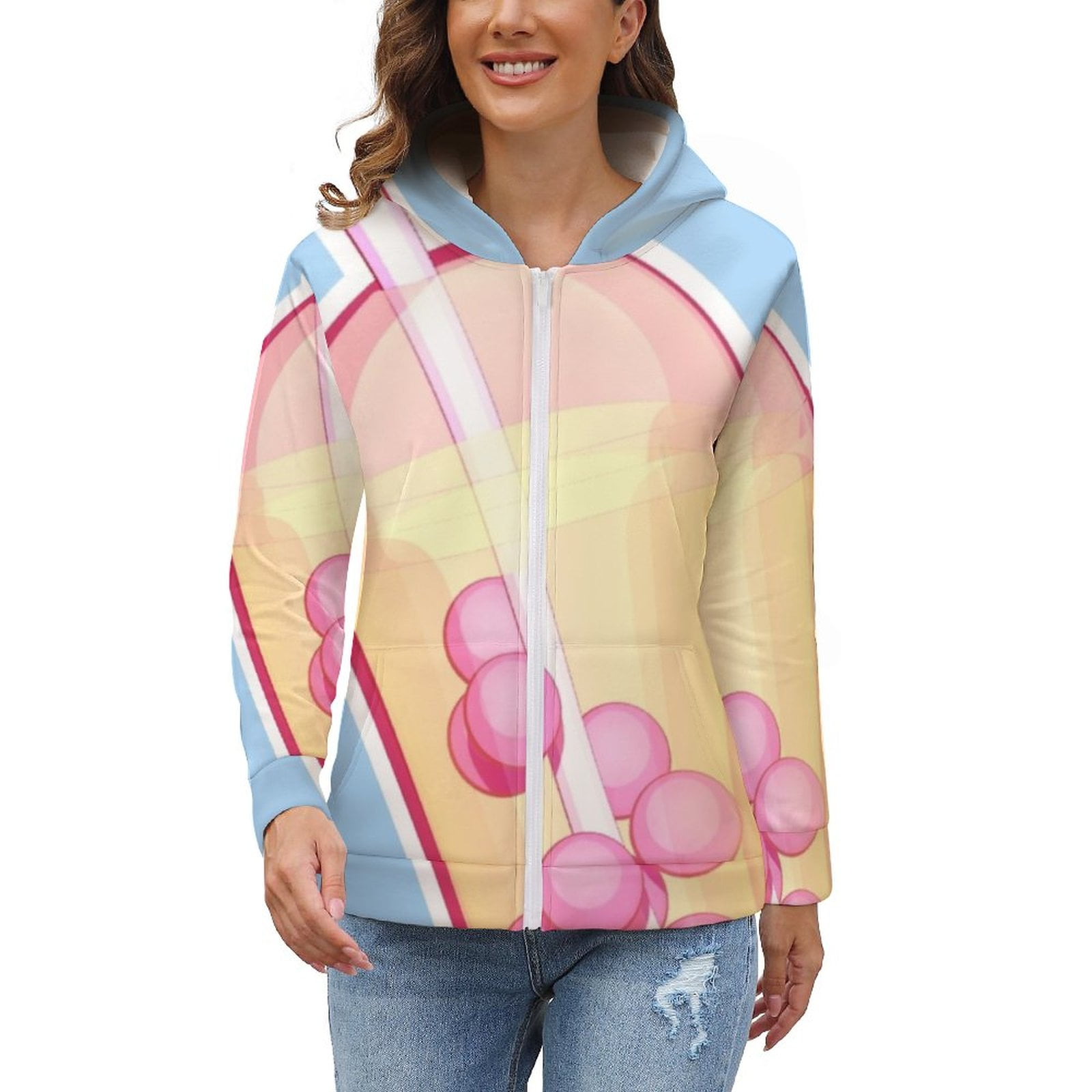 Bubble Tea Pink Hooded Sweatshirt Men And Women Print Pullovers ...