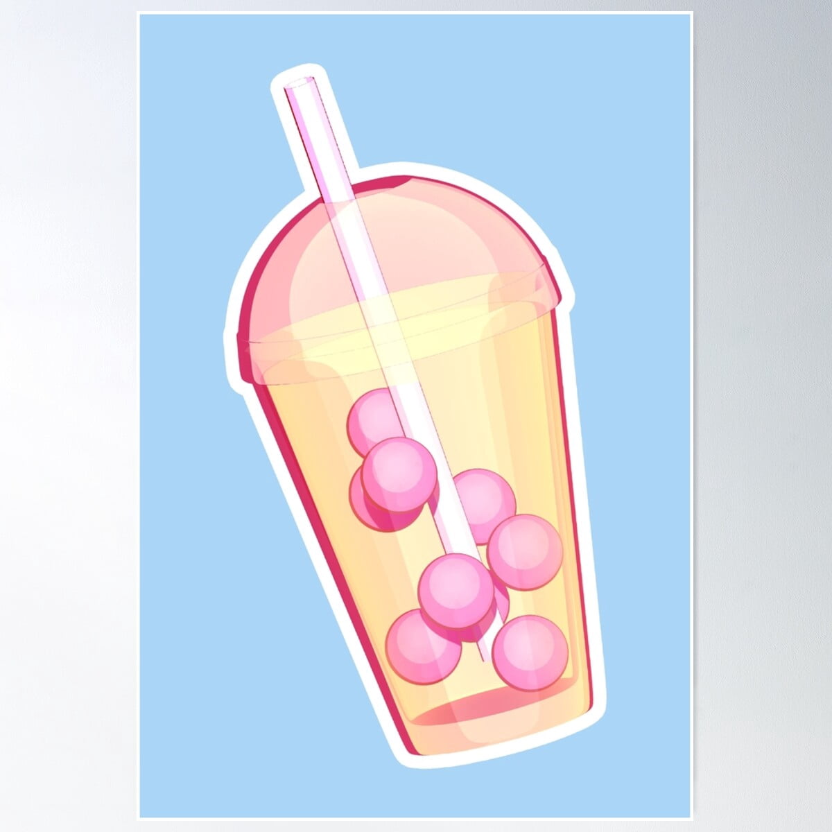 Bubble Tea Pink Poster Wall Art, Modern Wall Decor For Living Room ...