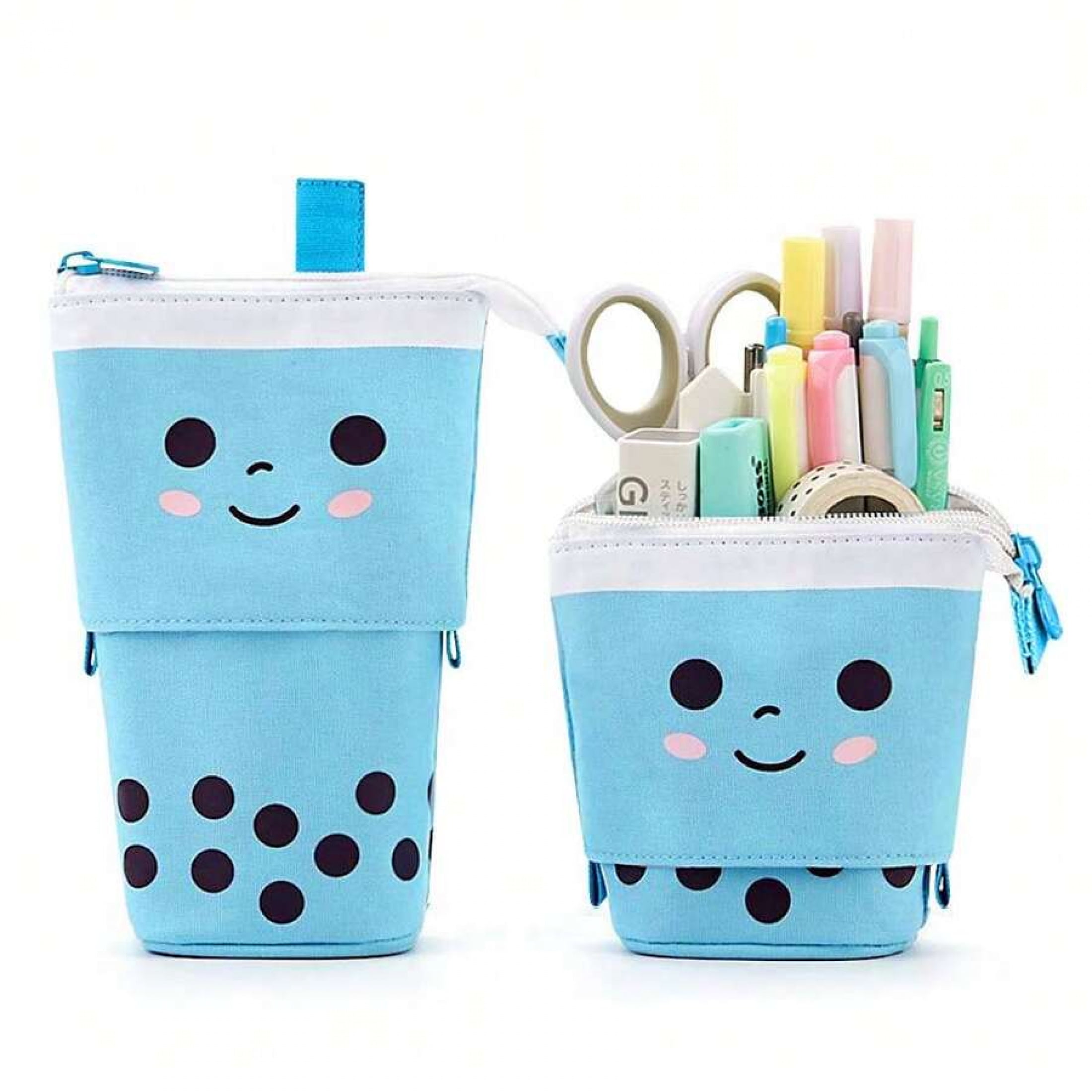 Bubble Tea - Shaped Polka Dot Retractable Canvas Pencil Case for ...
