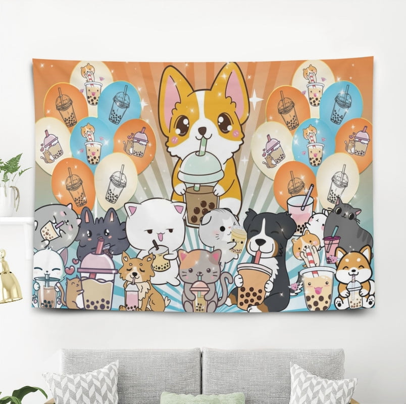 Bubble Tea Tapestry Gift Wall Hanging Backdrop for Room Bedroom Girls ...