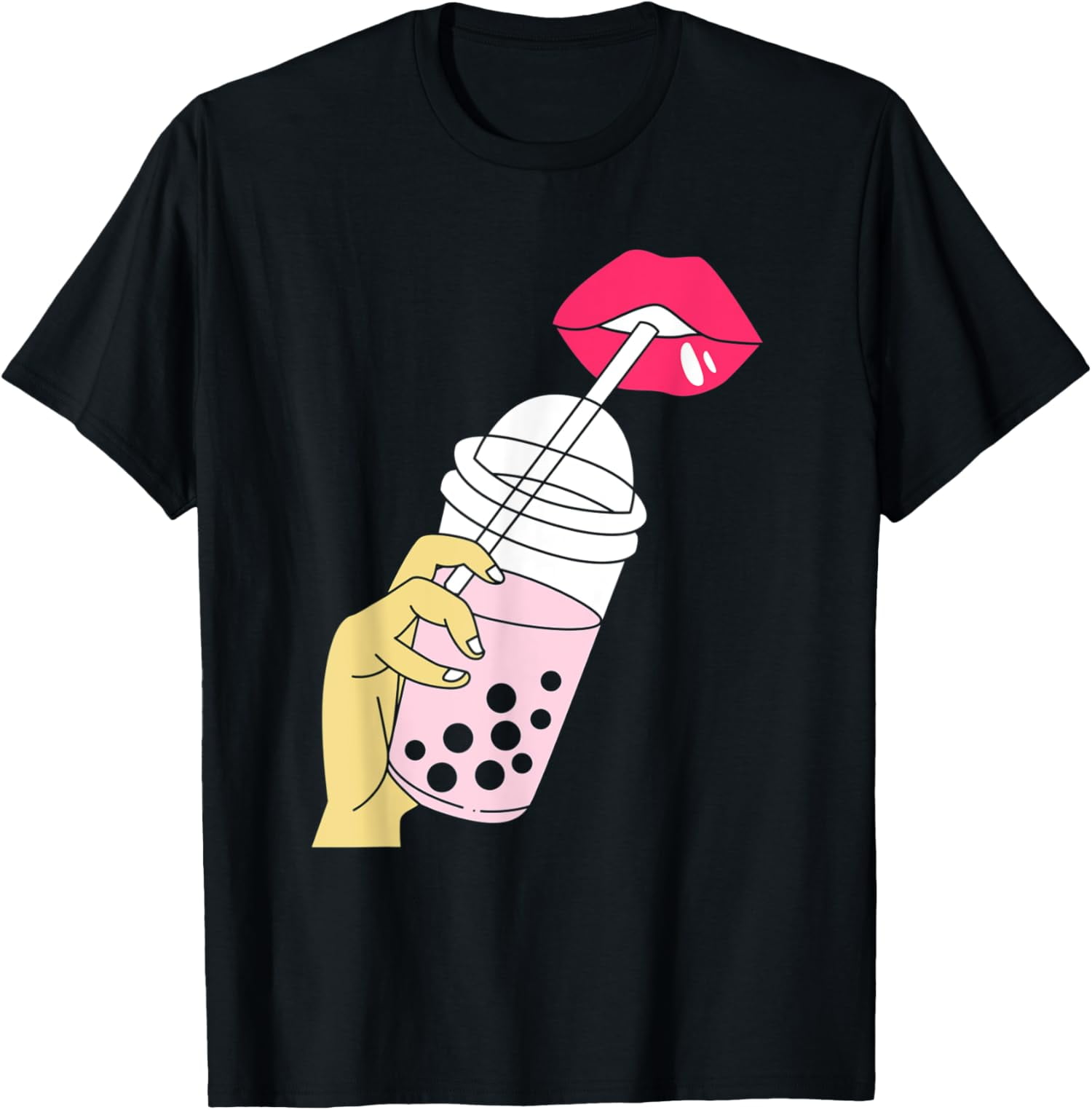 Bubble Tea Women Sipping Boba Tea T-Shirt - Walmart.com