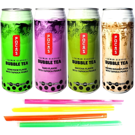 Bubble Tea with Tapioca Pearls, Variety Pack 8 can(16.5oz) ( x2, Brown ...