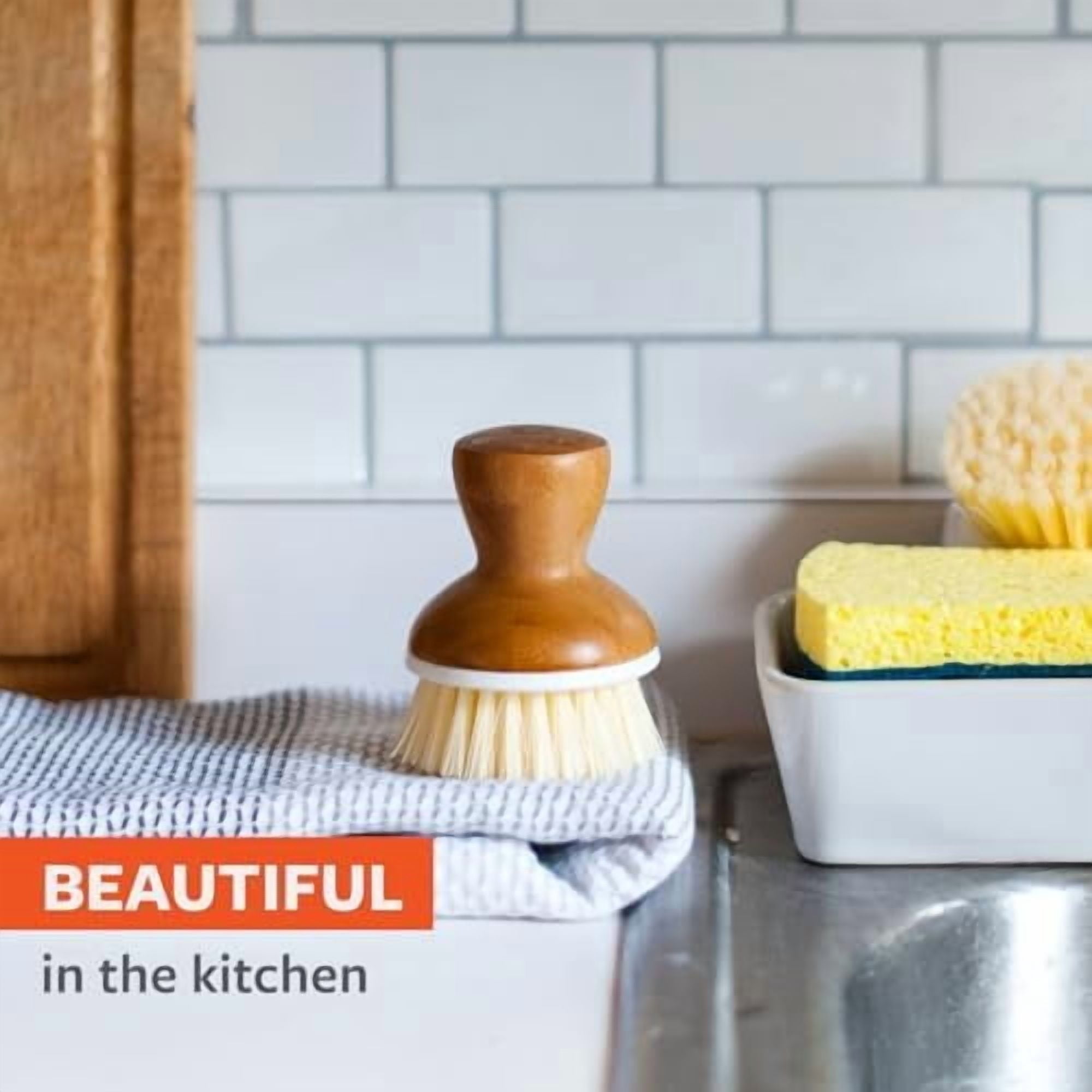 Bubble Up Bamboo Dish Brush & Ceramic Soap Dispenser – Family Safe ...