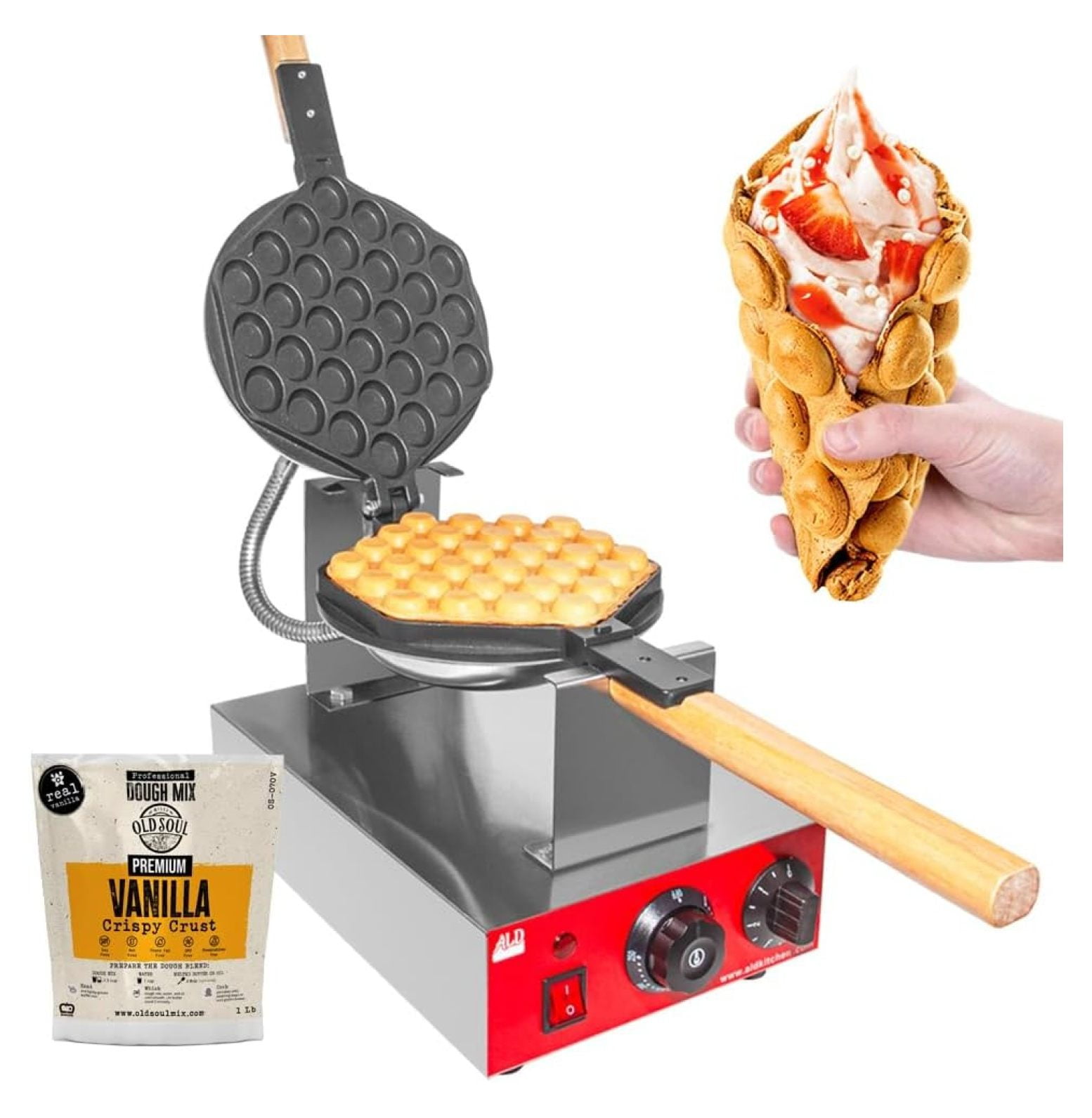 Bubble Waffle Maker Machine | Professional Egg Waffle Iron | 1 Large ...