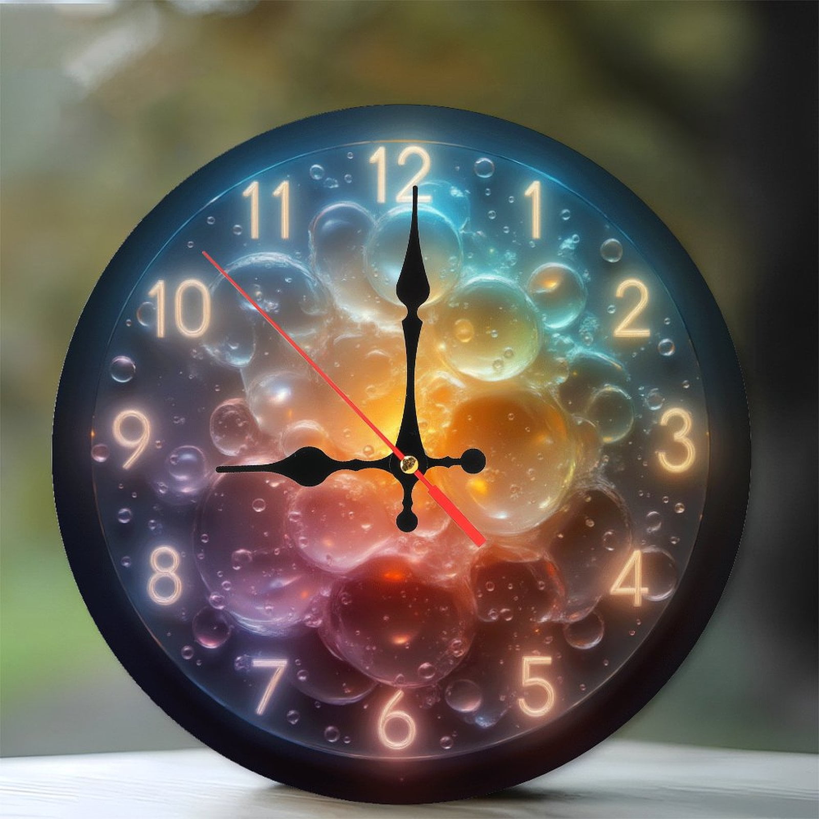 Bubble Wall Clock 10-Inch Silent Wooden Wall Clock, Battery Operated ...