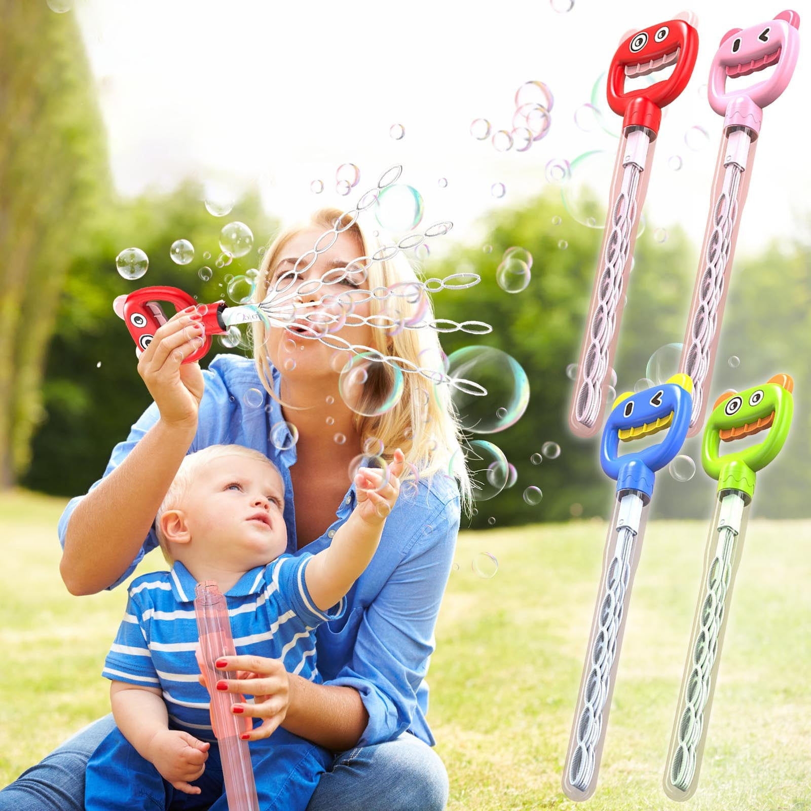 Bubble Wand, 32 Hole Smiling Face Bubble Wand for Kids Outdoor Game Toy ...