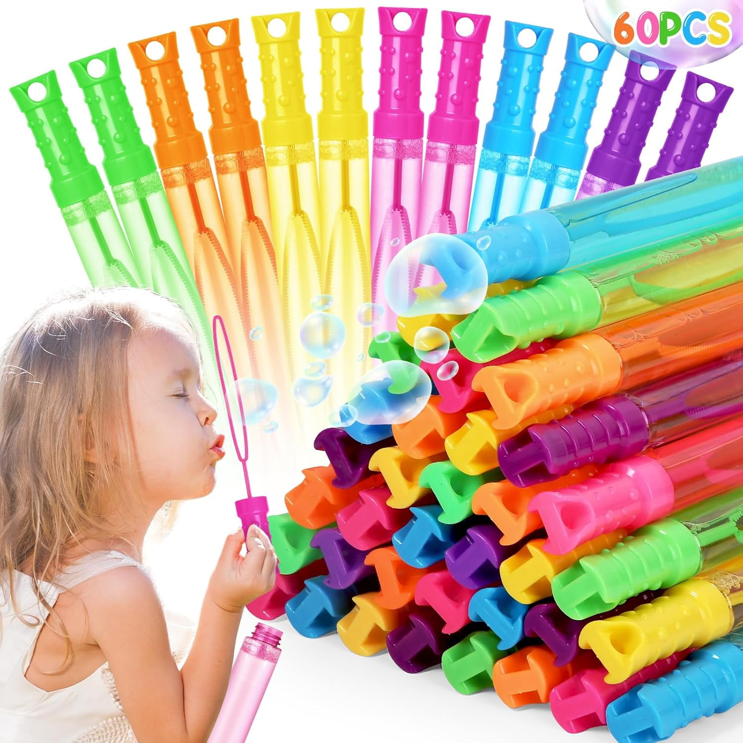Bubble Wand, 48 Pcs Bubble Wands Bulk in 6 Colors, Bubble Party Favors ...