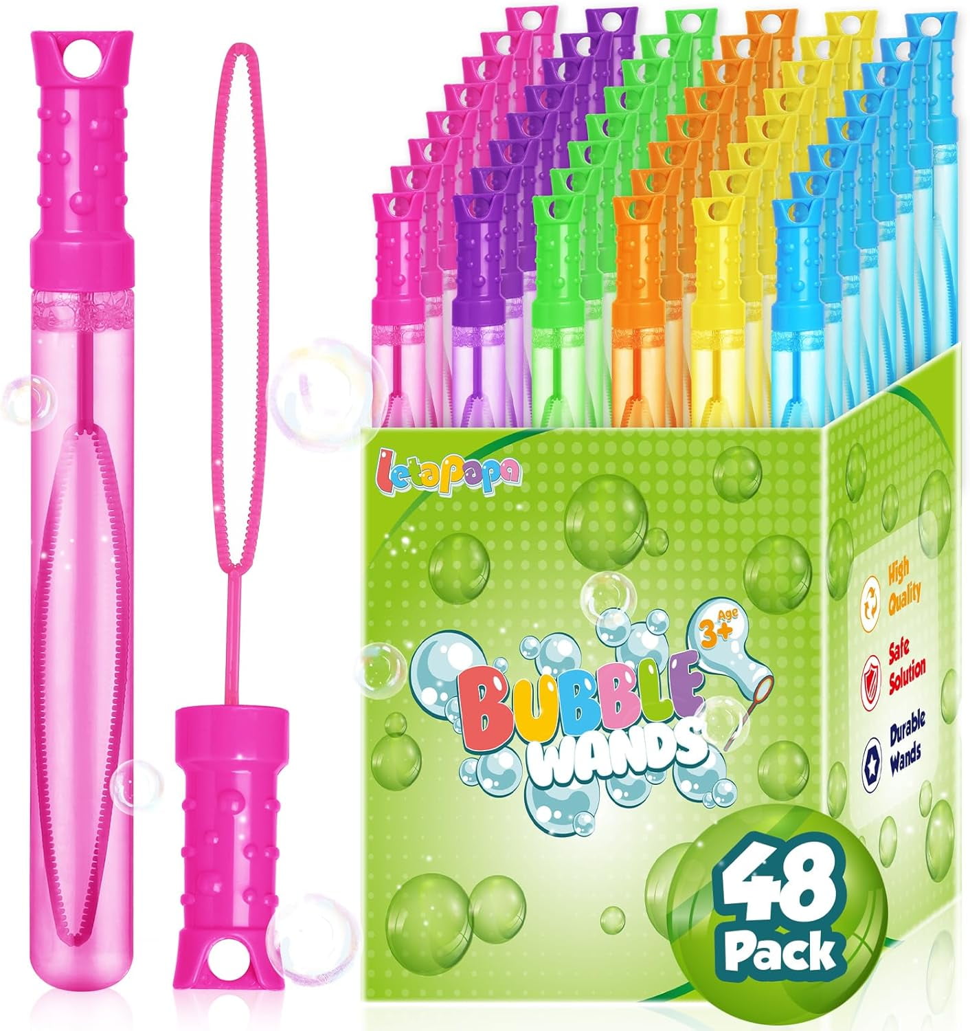Bubble Wand, 48 Pcs Bubble Wands Bulk in 6 Colors, Bubble Party Favors ...