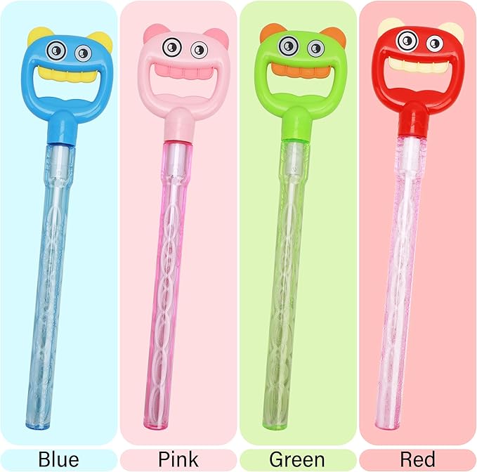 Bubble Wand Set of 4 Monster-Shaped Handles Leak-Proof Design Multiple ...
