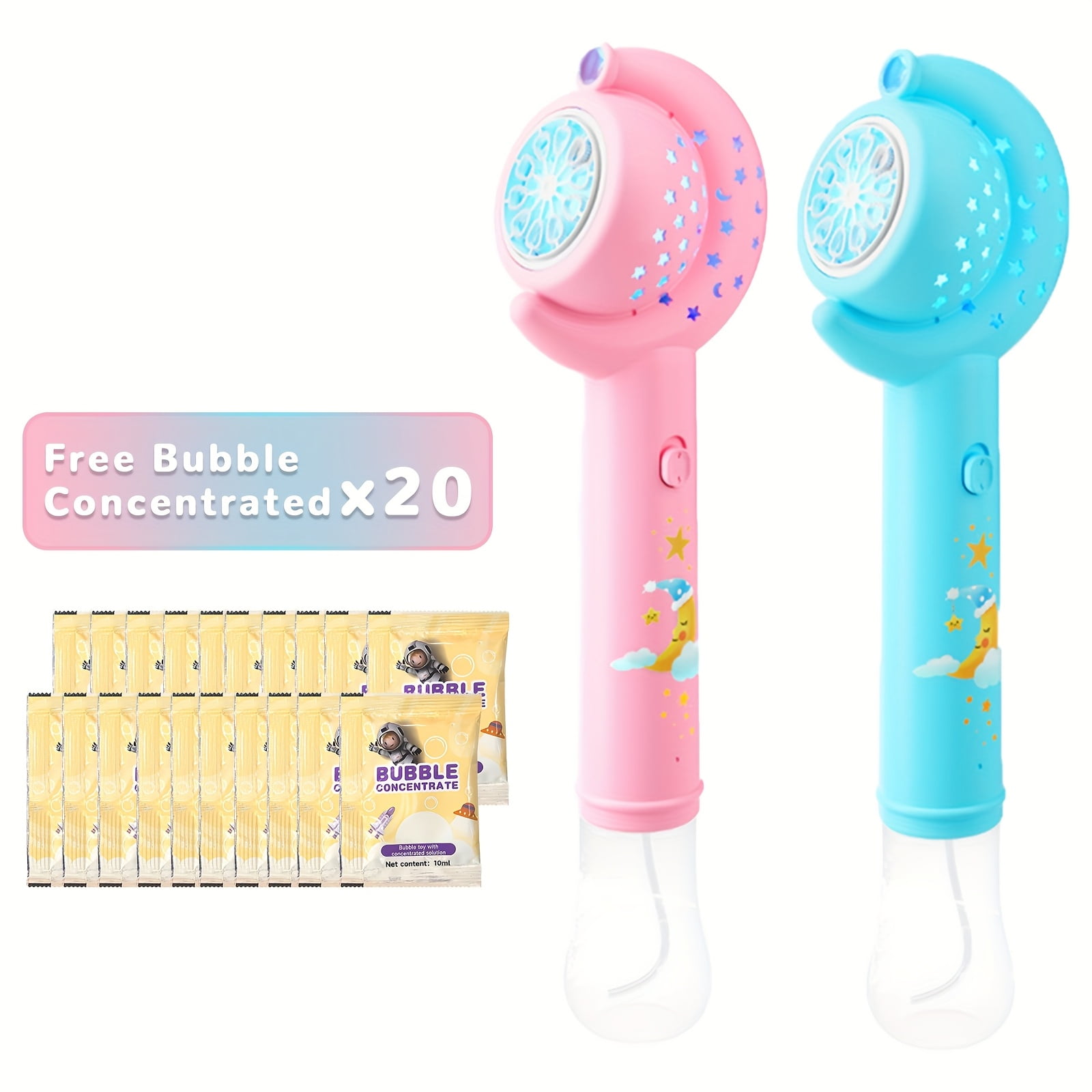 Bubble Wands for Kids, Automatic Blower Bubble Machine, Rocket Light Moon Bubble Gun with 1 ...