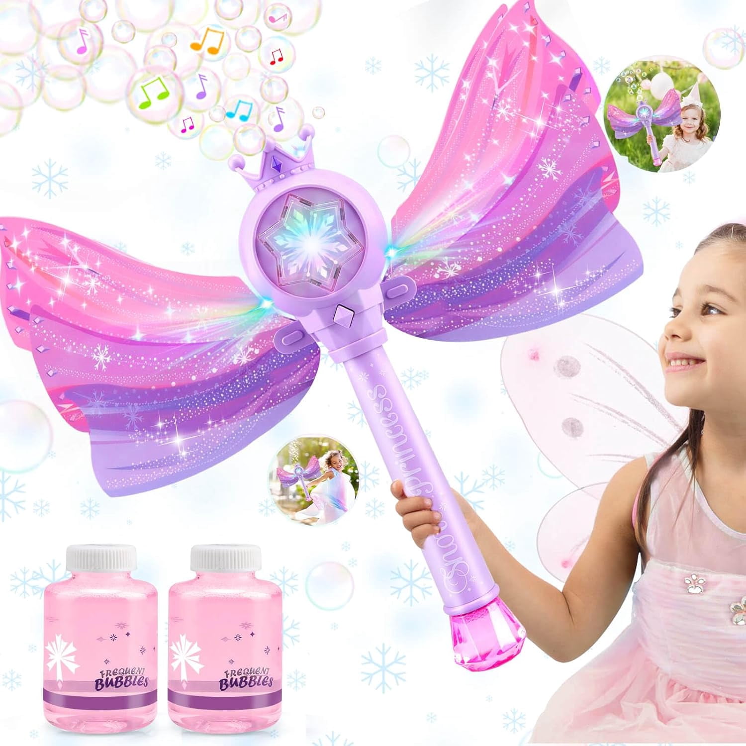 Bubble Wands for Kids Girls - LED Light & Music Bubble Machine: 3 AA ...