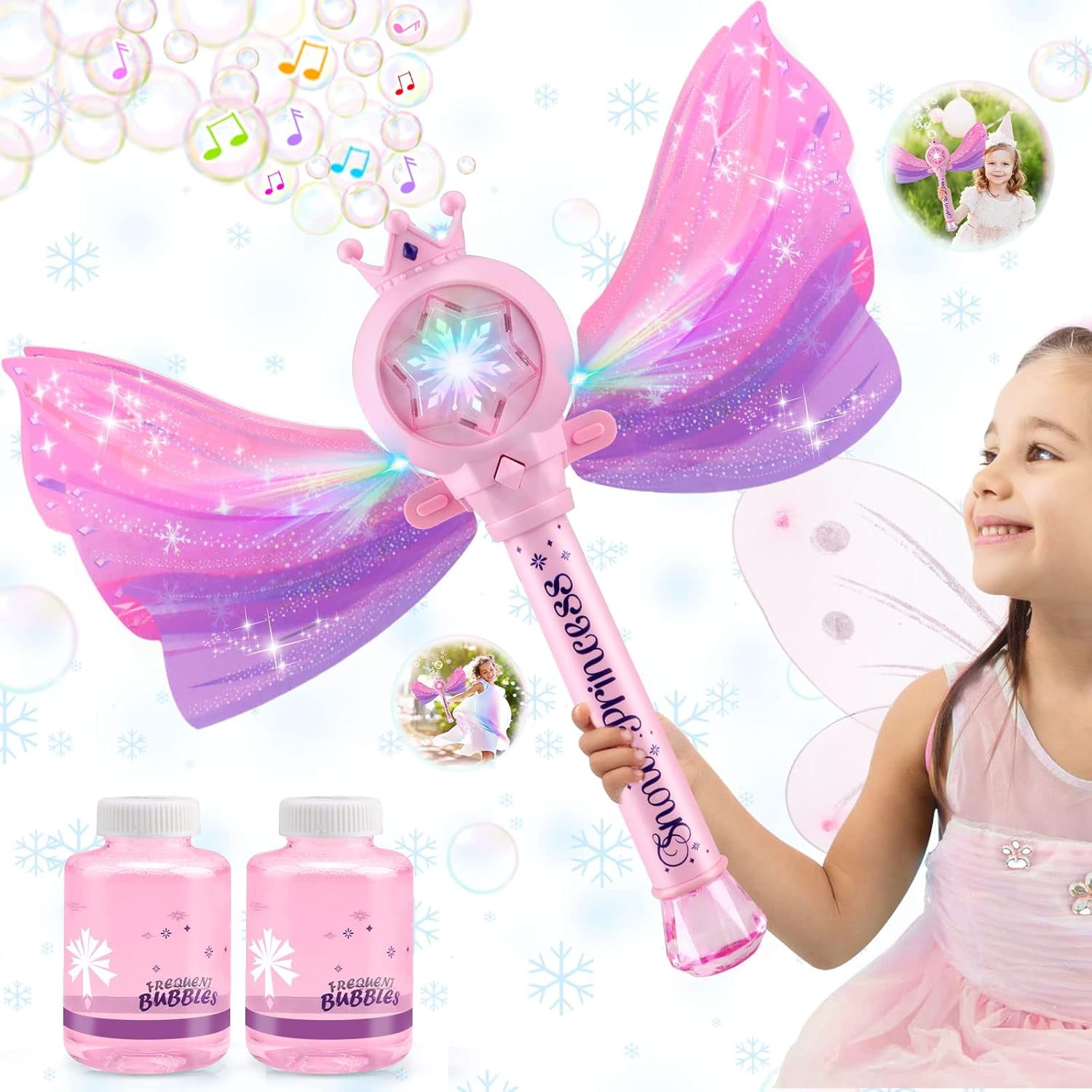 Bubble Wands for Kids Girls - LED Light & Music Bubble Machine: 3 AA ...