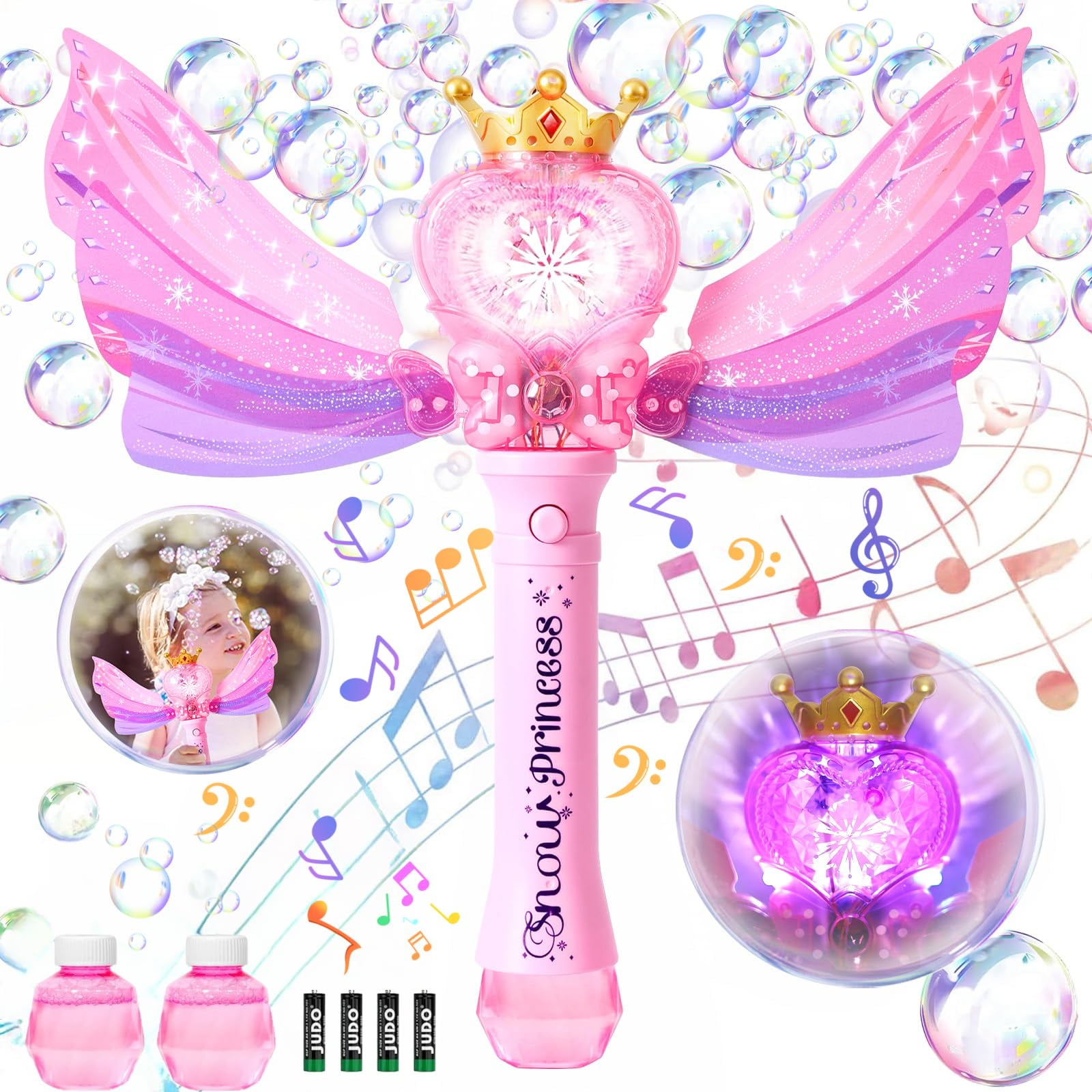 Bubble Wands for Kids Girls, Music & Light Up Bubble Machine: 4 AA ...