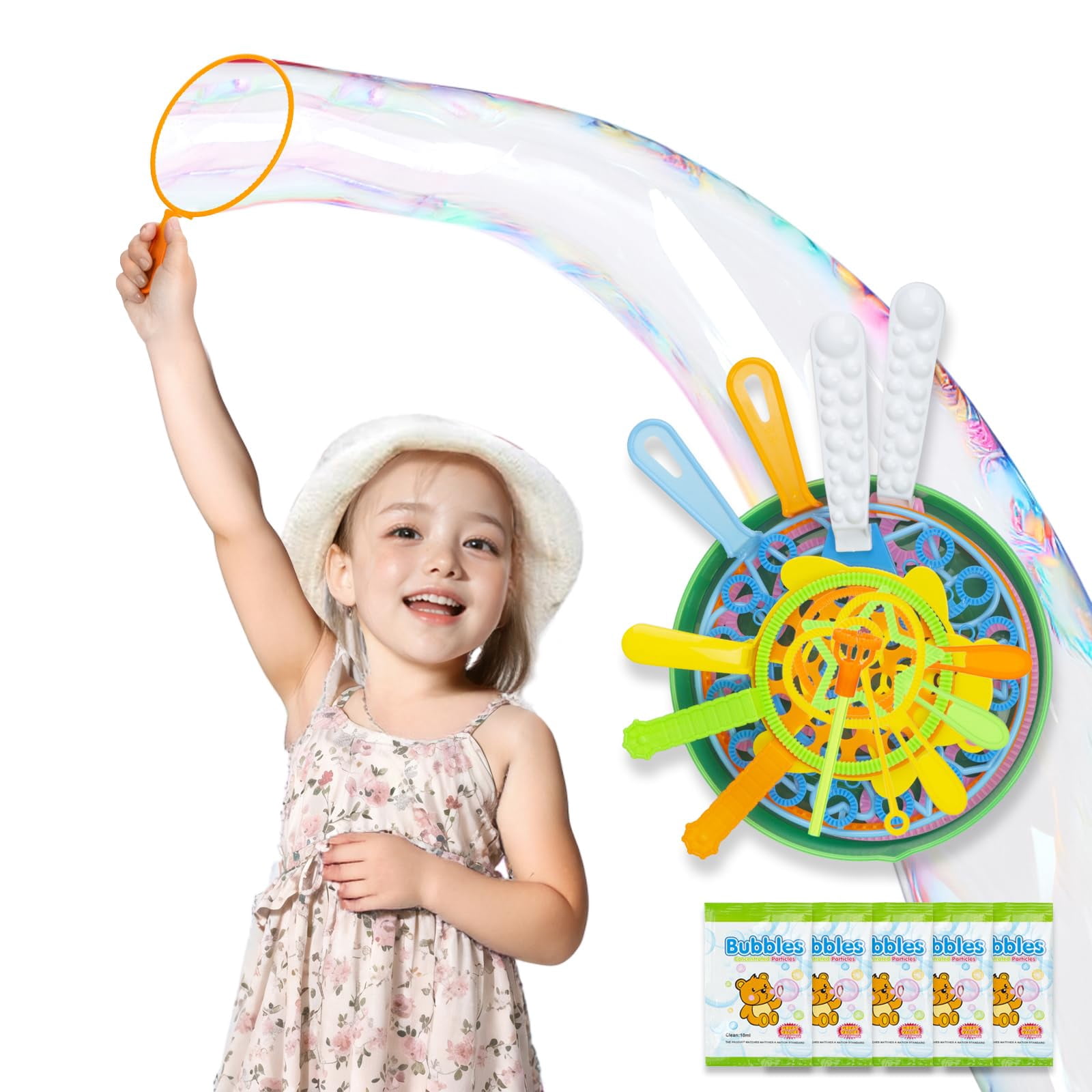 Bubble Wands Set, 20 PCS Giant Bubble Makers with Tray for Kids ...