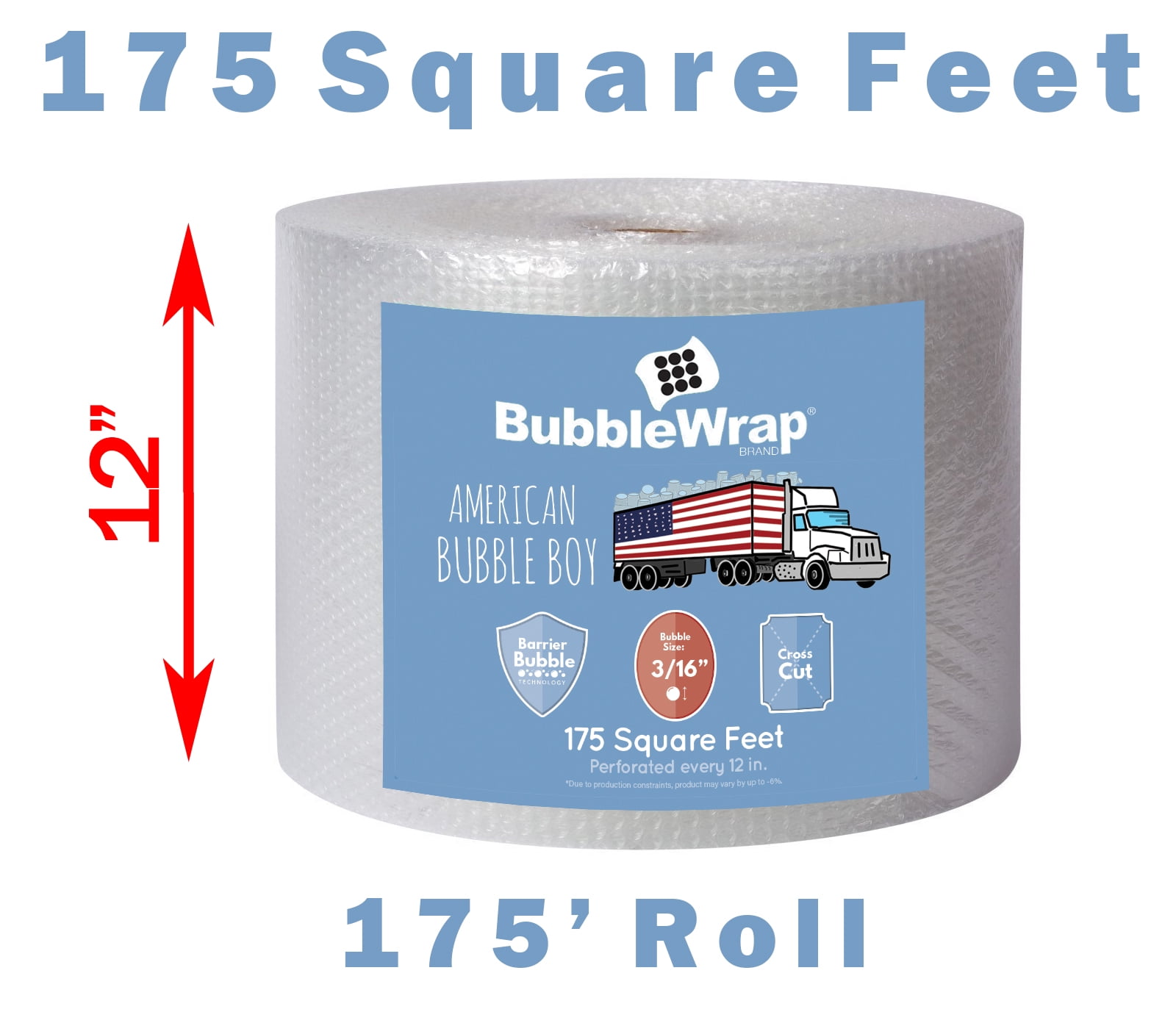 American Bubble Boy - 175ft x 12in Bubble Wrap for Packing, Fragile ...