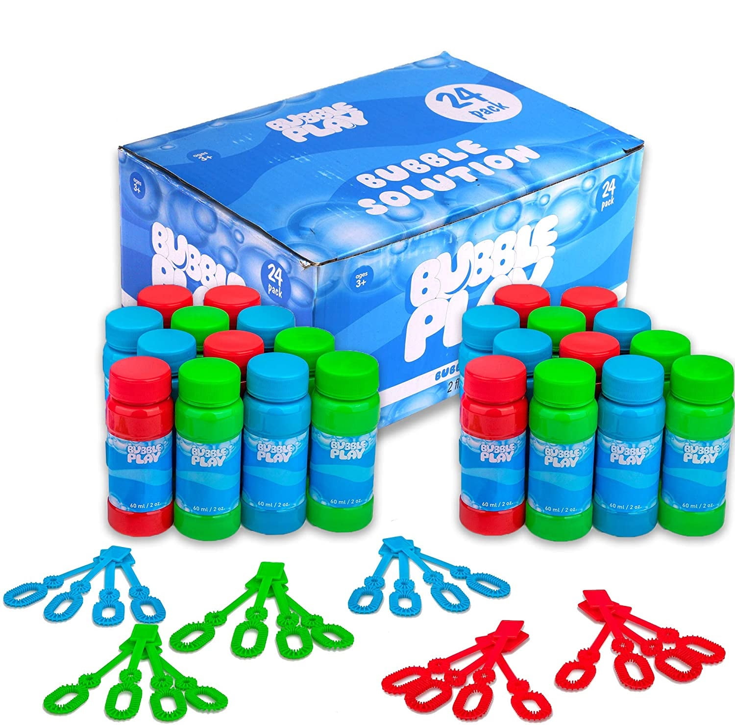 BubblePlay Bulk Party Bubbles - 24 Pack 2 Oz Bubble Bottles with Wands ...