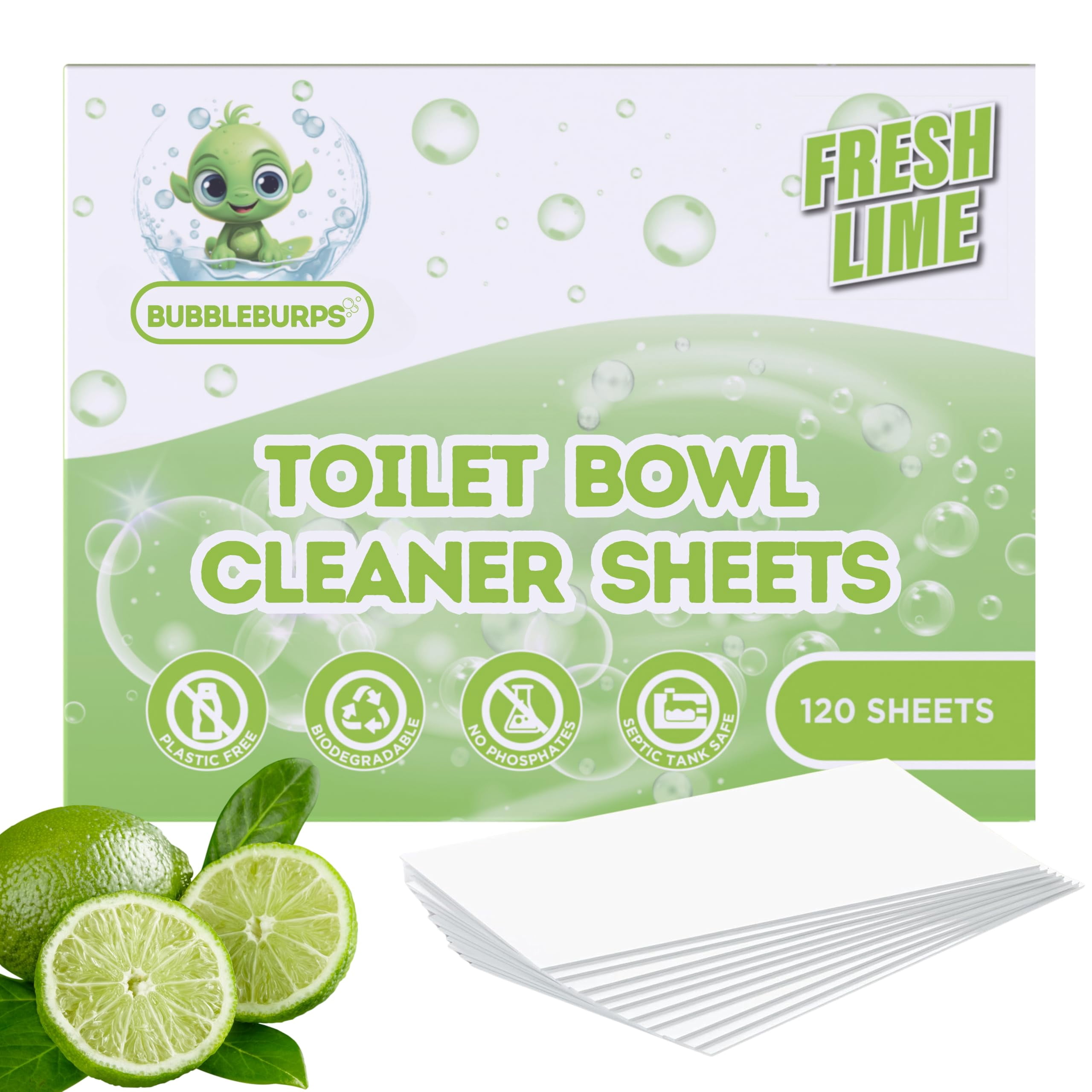 Bubbleburps Toilet Cleaning Sheets, 120 Toilet Bowl Cleaner Strips, Non ...