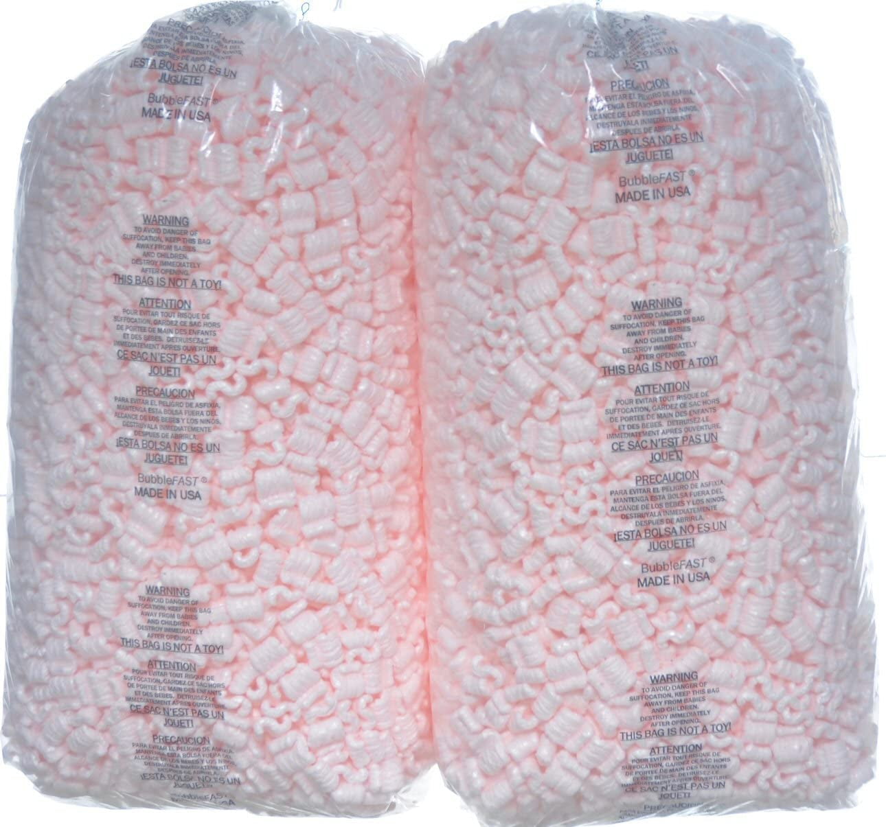 Bubblefast! Brand 7 cu ft (45 gallons) Pink Anti Static Packing Peanuts ...