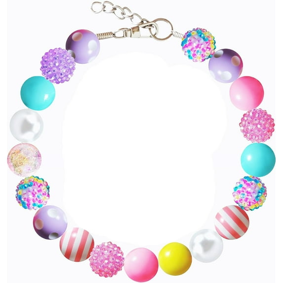 Bubblegum Dog Collar Necklace - Chunky Candy Beads with Stainless Steel ...