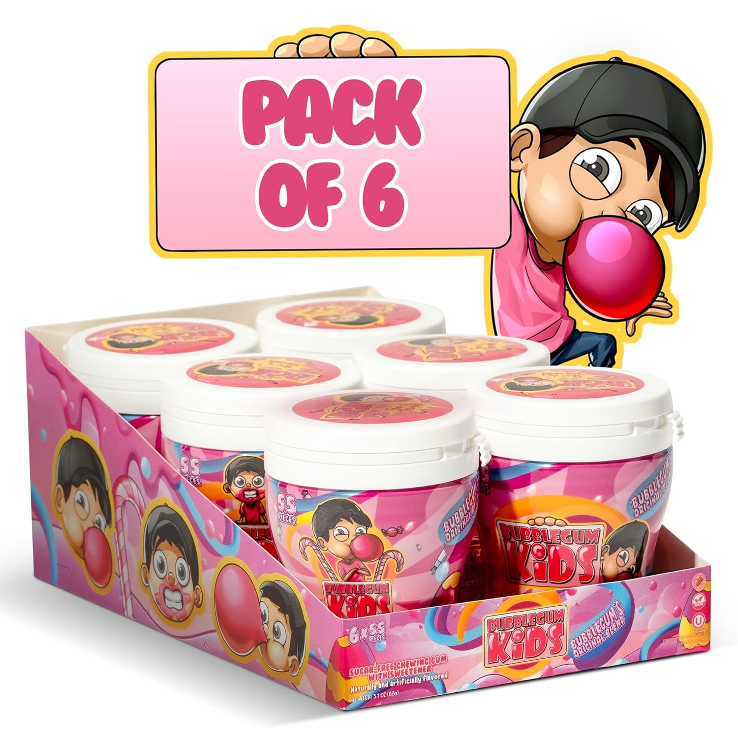 Bubblegum Kids Classic Vegan Bubble Gum 6 Pack 330 Pieces Delicious ...