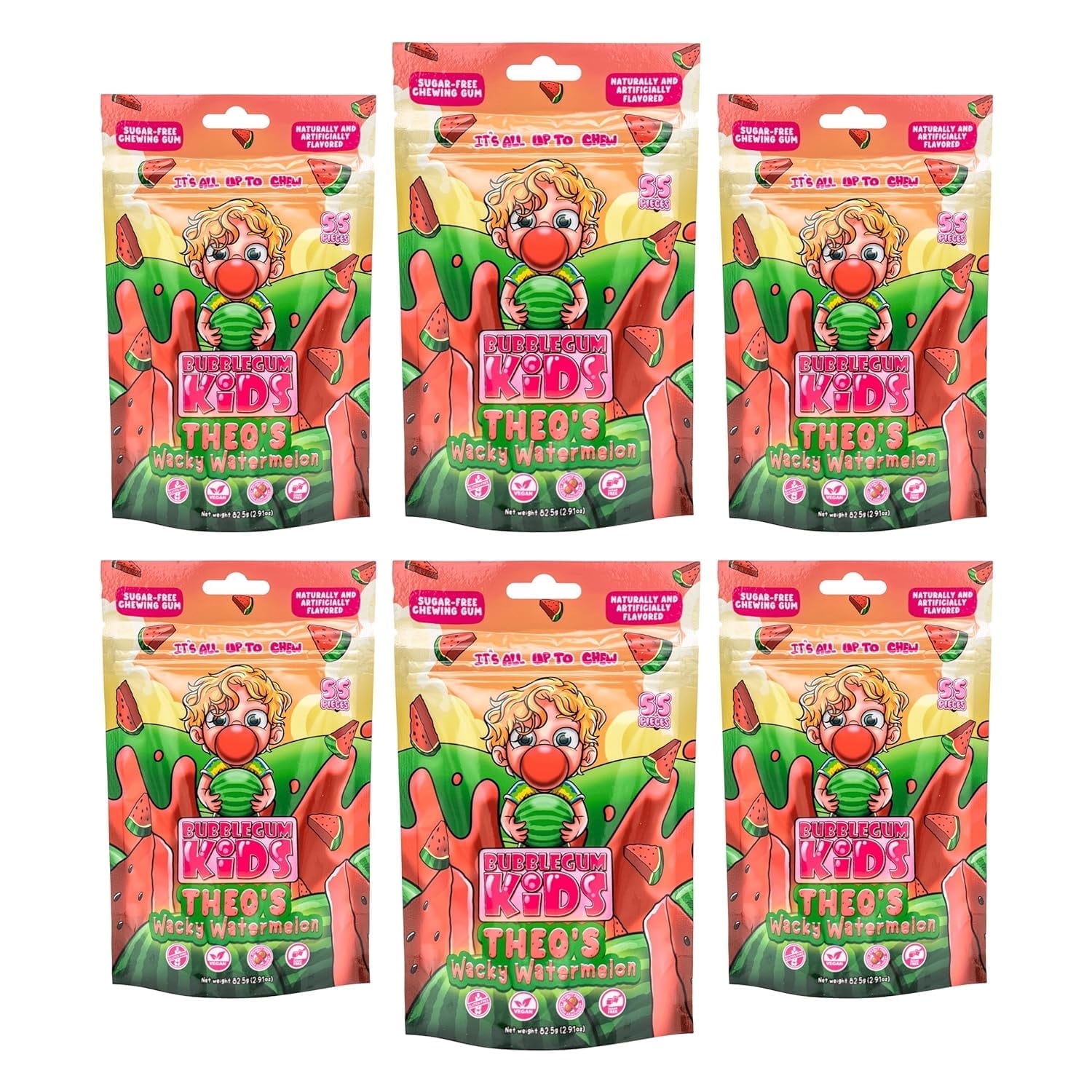 Bubblegum Kids Sugar-Free Gum, Healthy Xylitol, Watermelon, 6 Pack, 330 ...