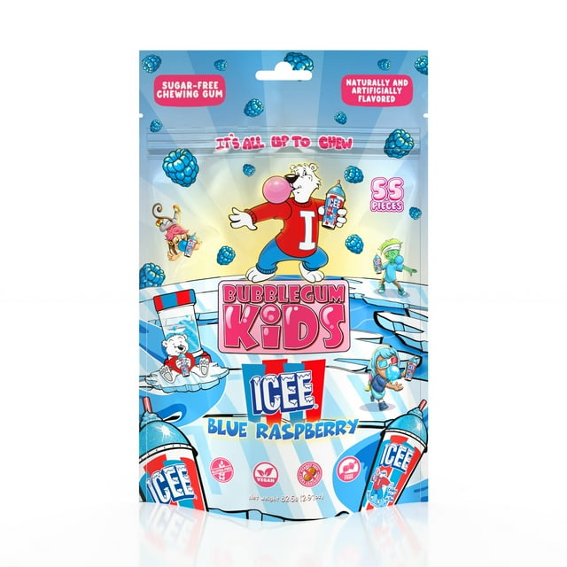 Bubblegum Kids Sugar-Free Gum, Healthy Xylitol, ICEE Blue Raspberry, 1 ...