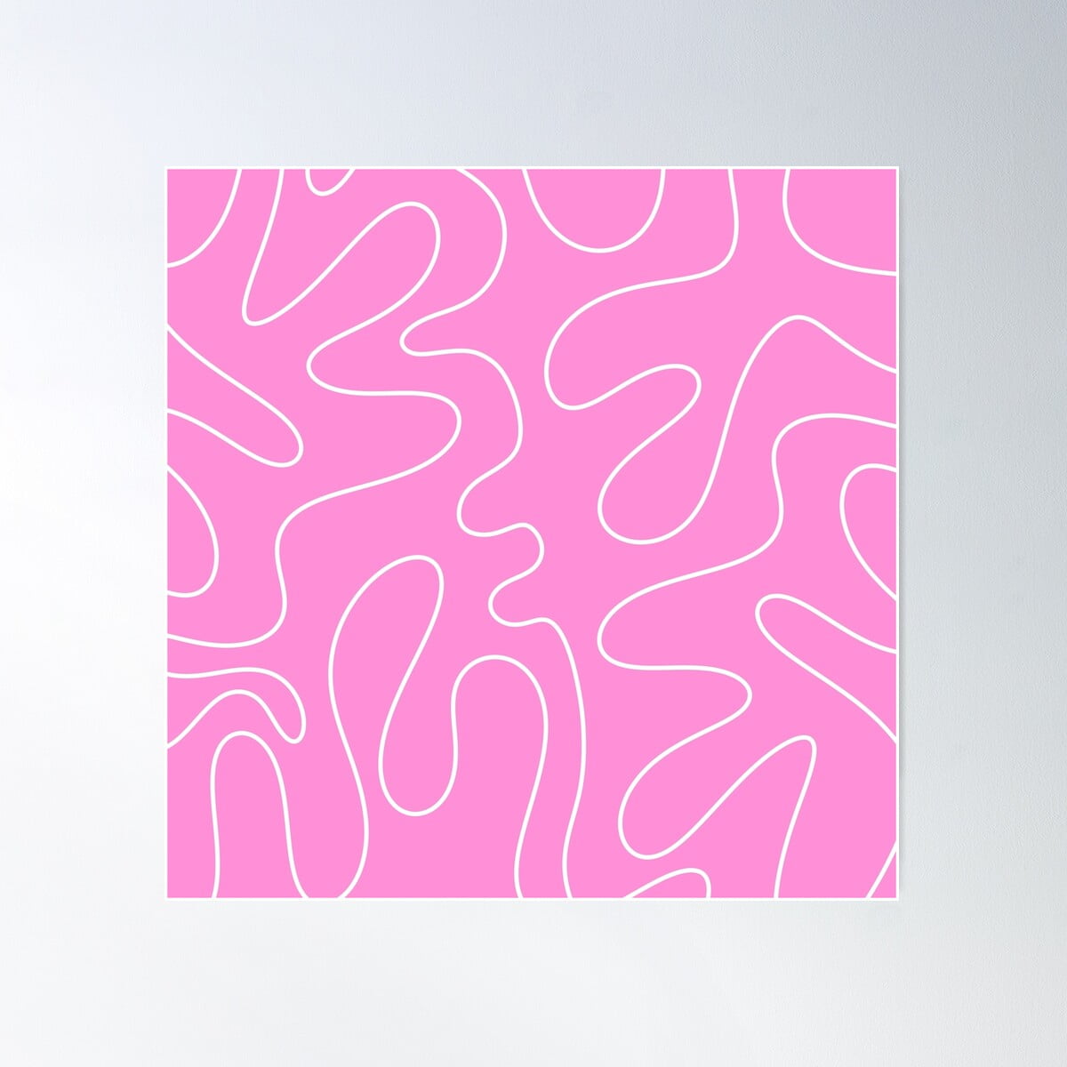 Bubblegum Pink Squiggle Abstract Pattern Poster Wall Art, Modern Wall ...