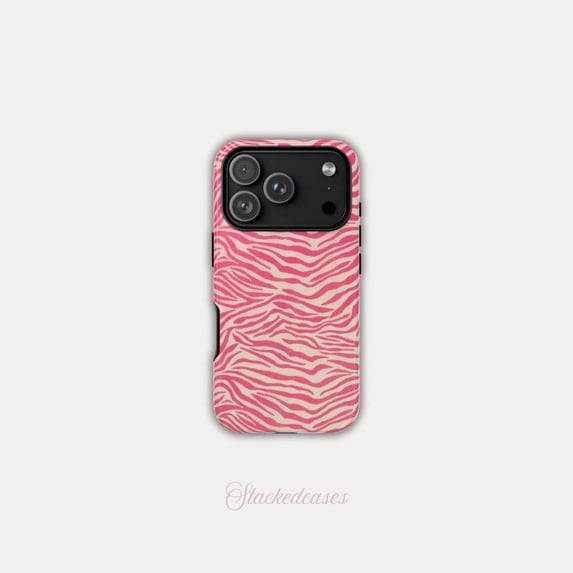 Bubblegum Zebra Print Phone Case for iPhone 11 12 13 14 15 16 17 Pro ...