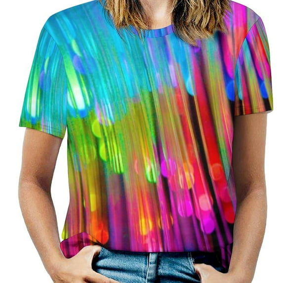 Bubbles 1 Women Short Sleeve Tops O-Neck Hollow Out Shoulder Strap Tees ...