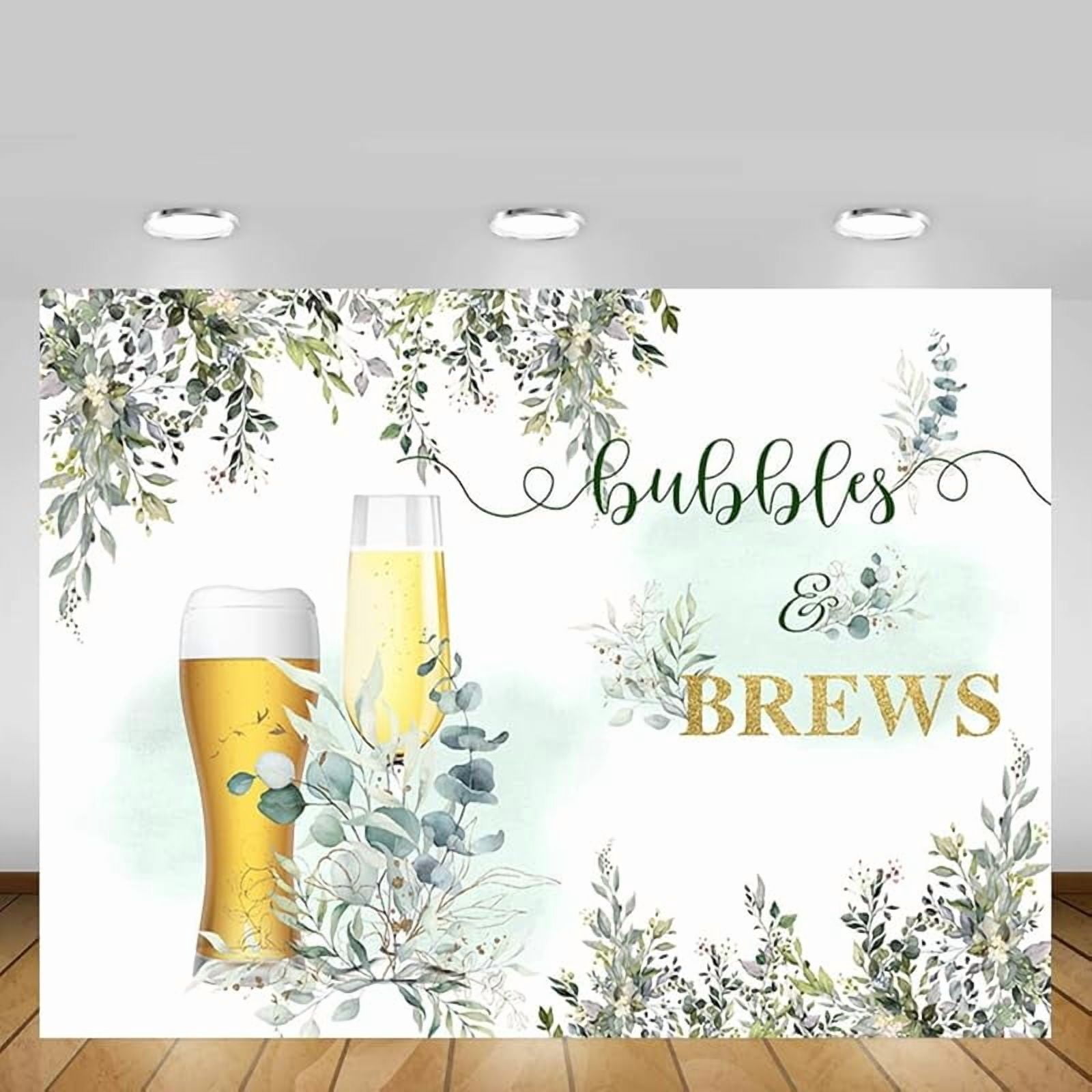 Bubbles and Brews Backdrop Mr and Mrs Wedding Engagement Background ...