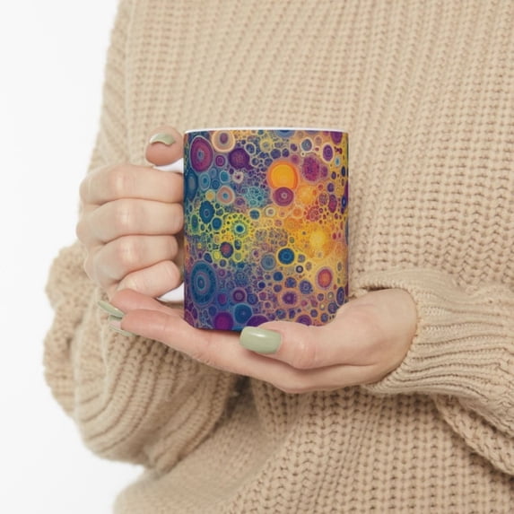 Bubbles Ceramic Mug - oz Cup with Colorful Abstract Bubble Design ...