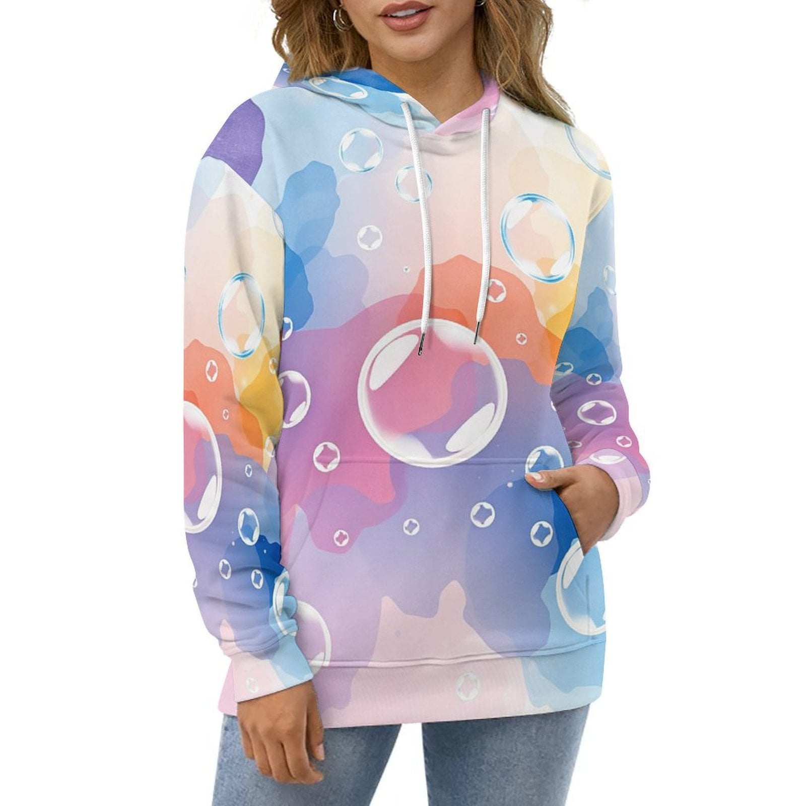 Bubbles Colorful Background Hoodies Long Sleeve Casual Hoodie Winter ...