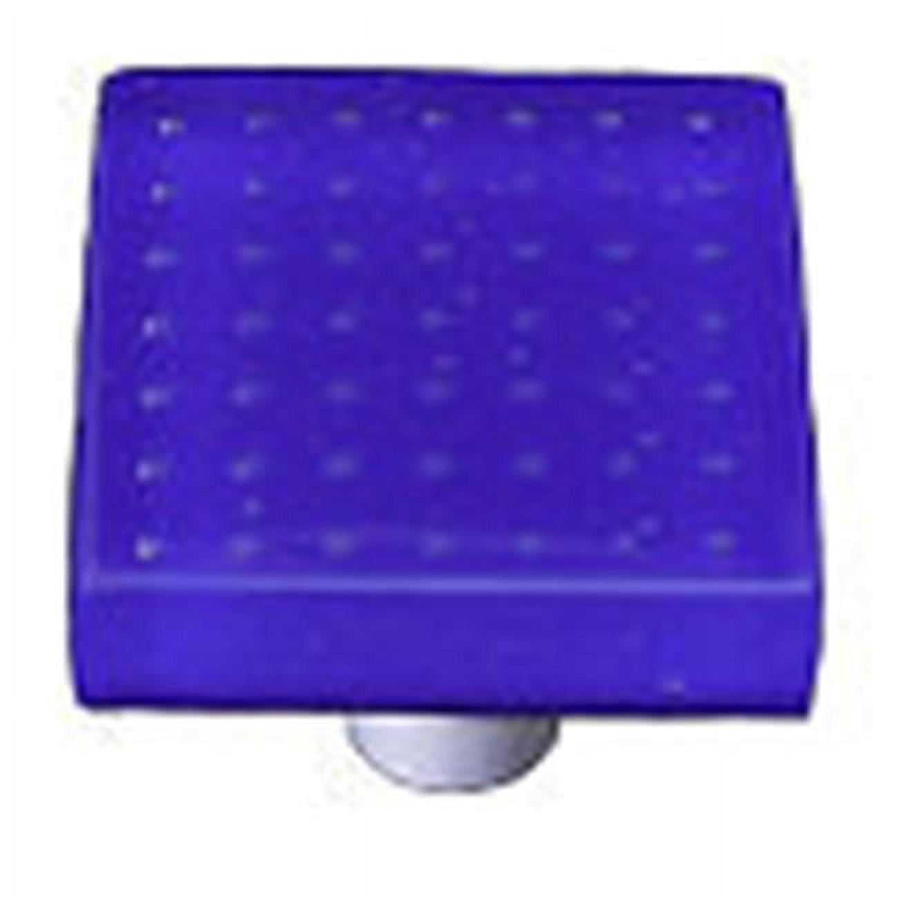 Bubbles Deep Cobalt Blue Square Glass Cabinet Knob - Aluminum Post ...